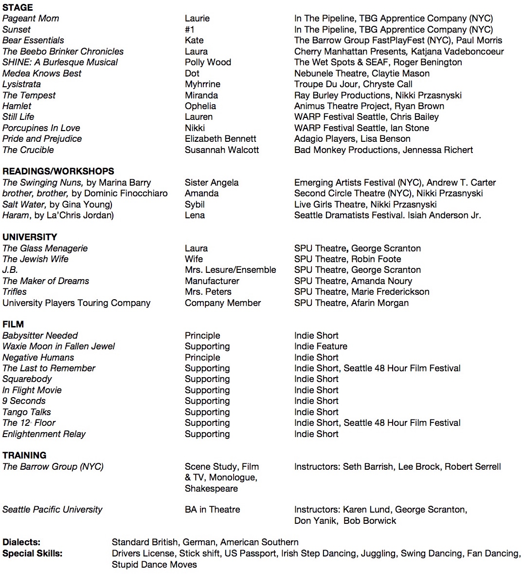 Resume – Erin Moncada